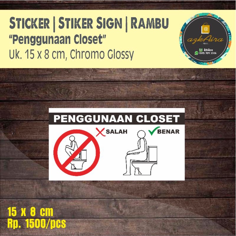 Jual Sticker Stiker Sign Rambu Cara Penggunaan Closet - Uk. 15x8 cm ...