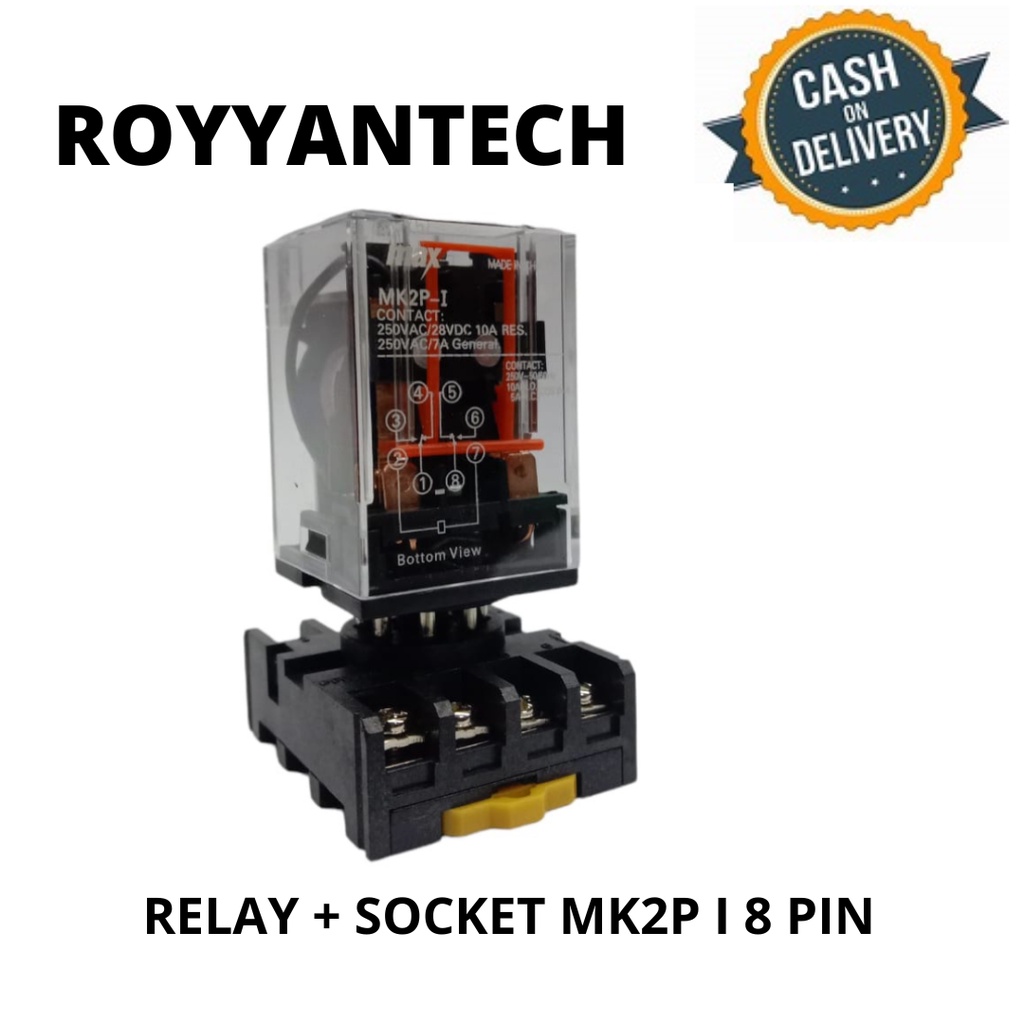 Jual Relay socket 220V AC MK2P I 8 PIN SATU SET | Shopee Indonesia