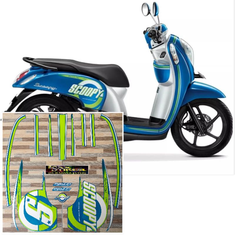 Jual striping original Honda Scoopy sporty biru hijau tahun 2015 2016 ...