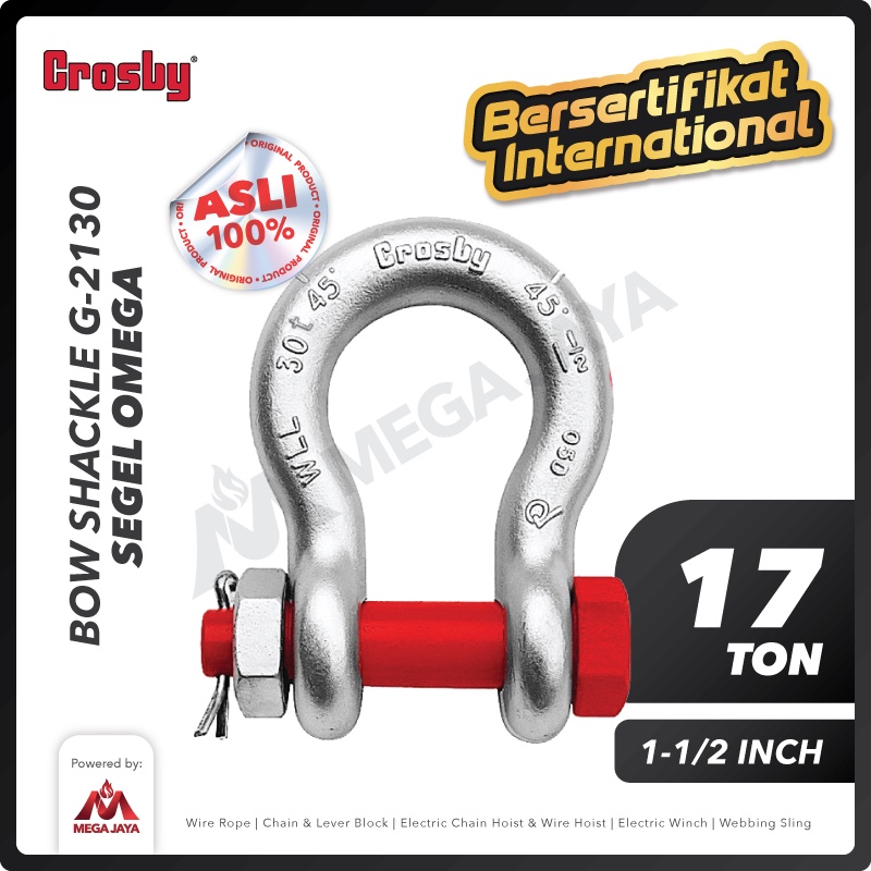Jual CROSBY Bow Shackle Omega G2130 17 Ton - 1-1/2" Segel Bolt Type | Shopee Indonesia