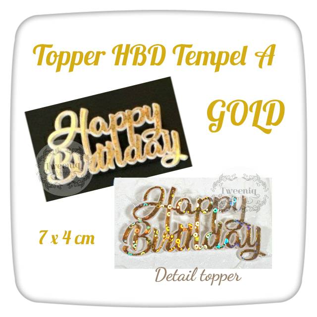 Jual cake Topper HBD tempel A gold tusukan kue Happy Birthday warna ...