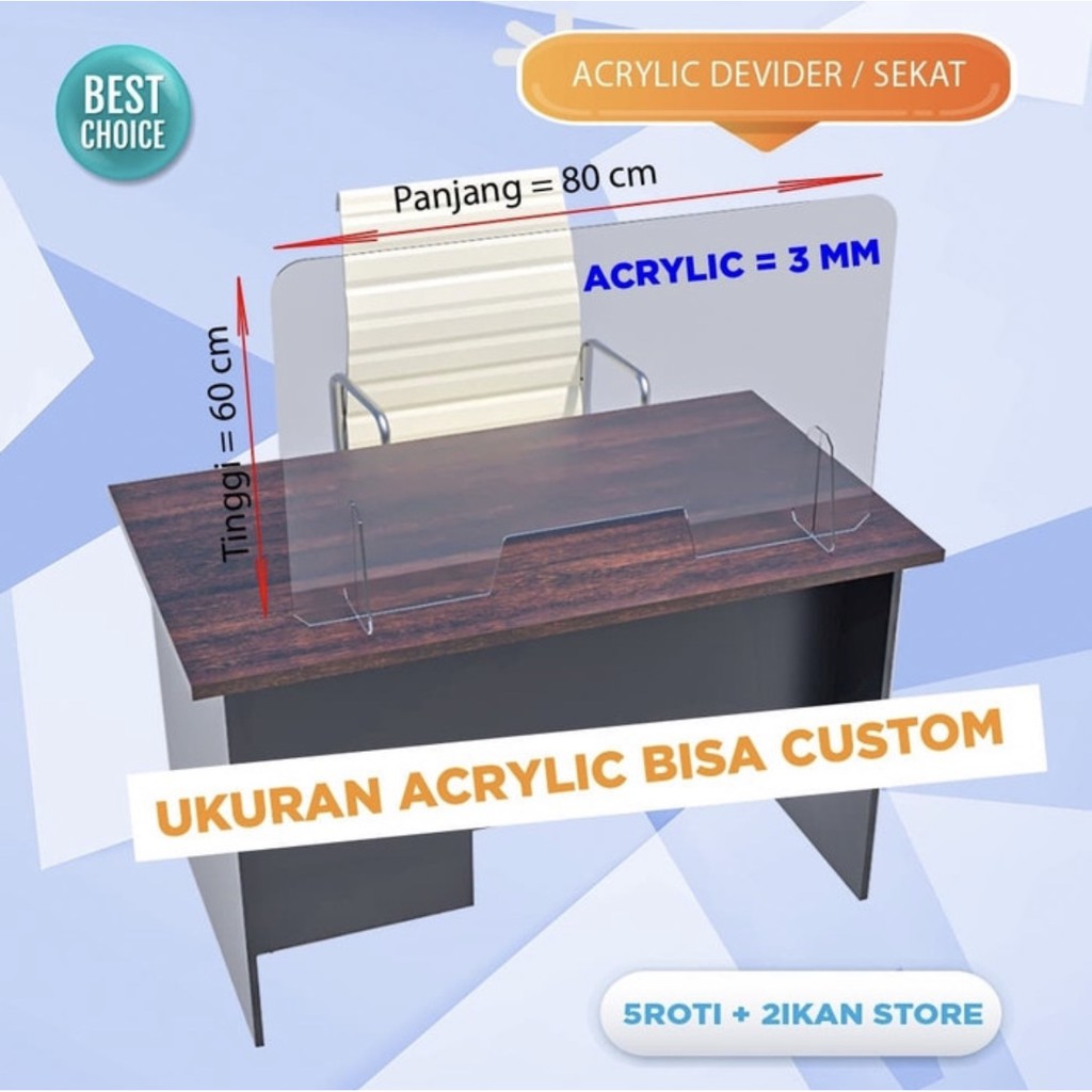 Jual PARTISI / SEKAT / PEMBATAS MEJA KASIR DIVIDER AKRILIK 3MM - 80 X ...