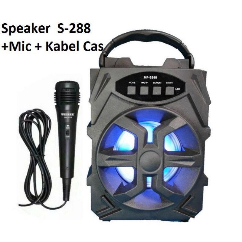 Jual Cod Speaker Bluetooth Karaoke Hf S288 Xtm 5009 Bonus Mic Kabel
