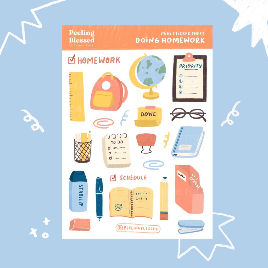 Jual DOUBLE TROUBLE - Doing Homework Mini Sticker Sheet | Shopee Indonesia