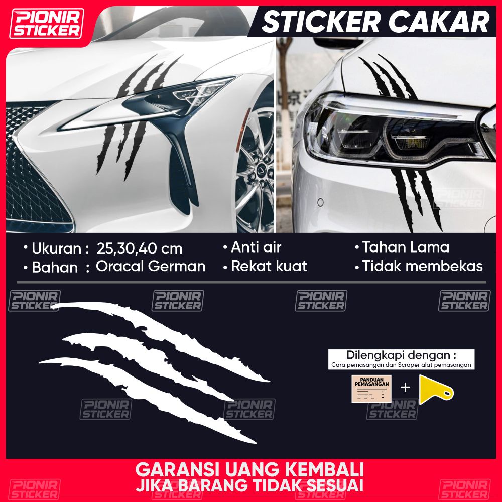Jual Stiker Cakar Mobil Cutting Sticker Bekas Cakaran Lampu Car ...