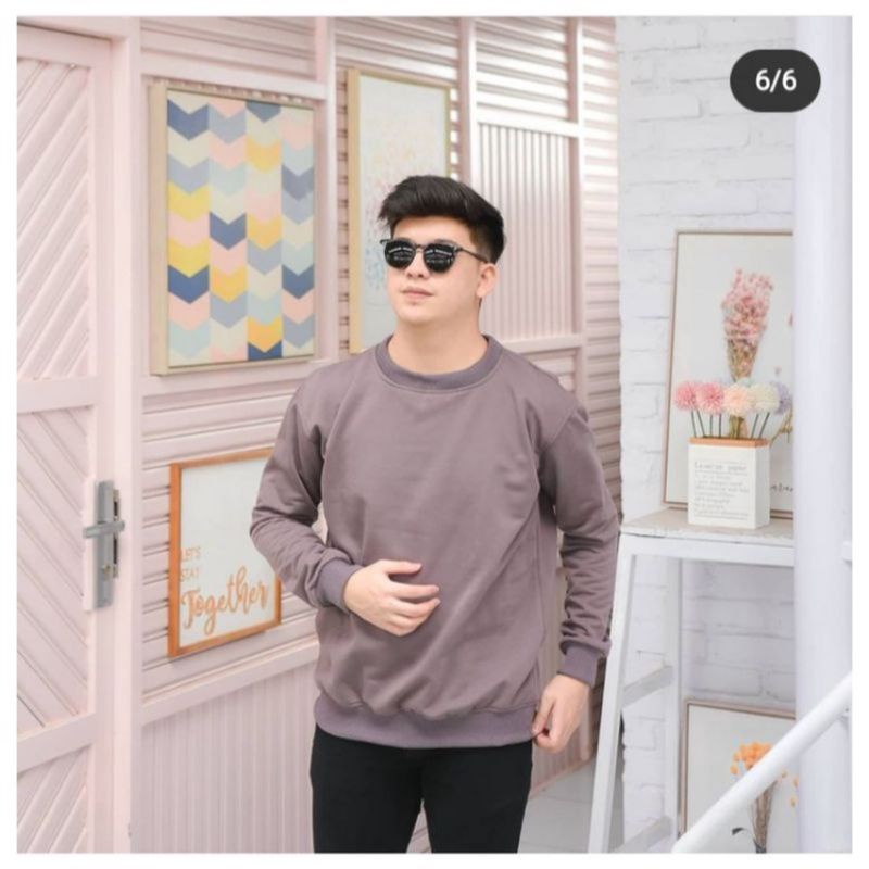 Jual BASIC SWITER POLOS HITAM | CREWNECK SWEATER POLOS PRIA WANITA M L ...