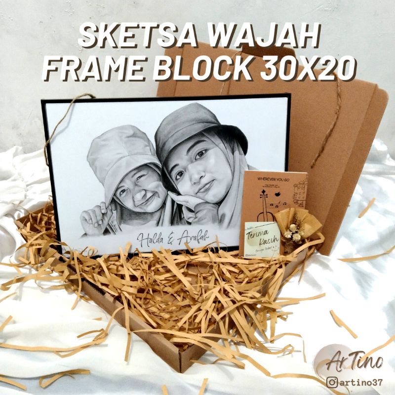 Jual SKETSA WAJAH | LUKIS WAJAH FRAME BLOCK 20x30 | Shopee Indonesia