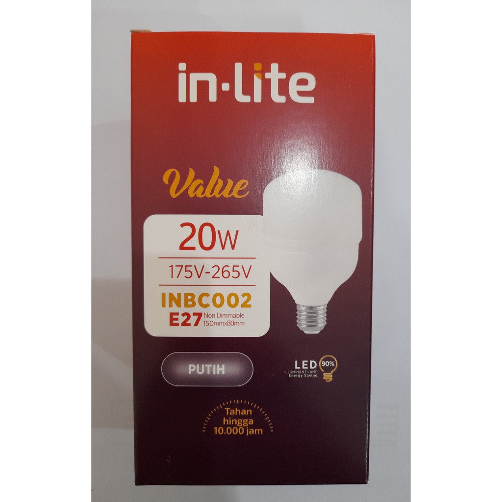 Jual Lampu LED 20 WATT INLITE COOL DAYLIGHT INBC002 E27 | Shopee Indonesia
