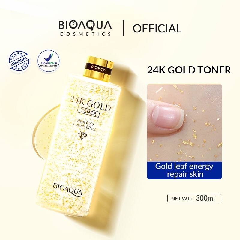Jual Bioaqua Cosmetics 24K Gold Toner 100ml/300ml Hydrating Toner Wajah ...