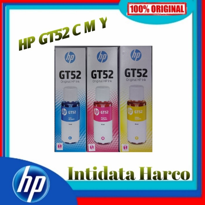Jual TINTA BOTOL HP GT52 CYAN MAGENTA YELLOW / C M Y ORIGINAL 100% HP ...