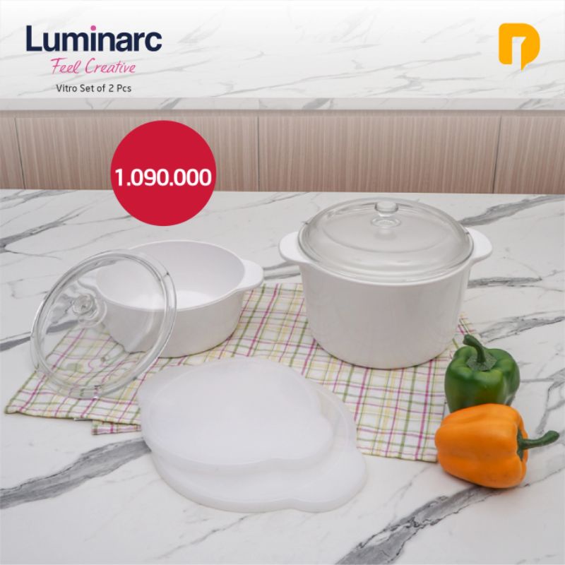 Jual WADAH KACA TAHAN PANAS TUTUP KACA BISA MASAK DI KOMPOR LUMINARC | Shopee Indonesia