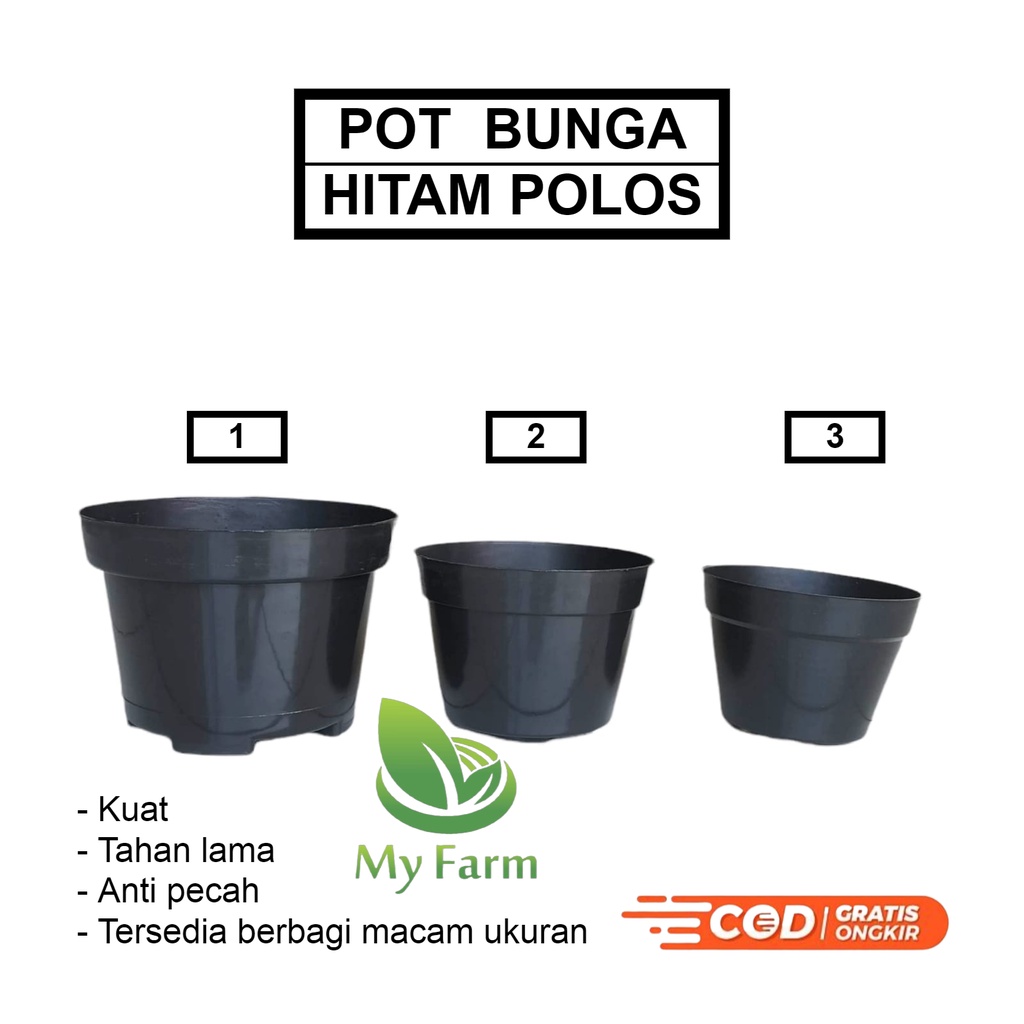 Jual Pot Tanaman Bunga Warna Hitam Polos Bulat Bahan Plastik Anti Pecah ...