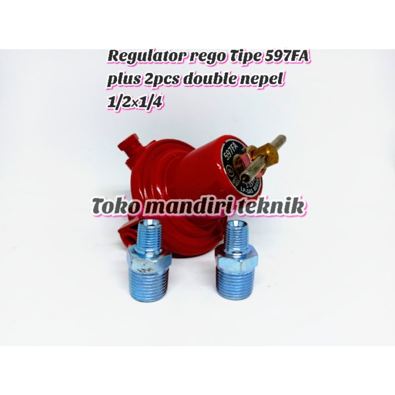 Jual Regulator instalasi Gas lpg merk Rego Tipe 597FA+2pcs double nepel ...