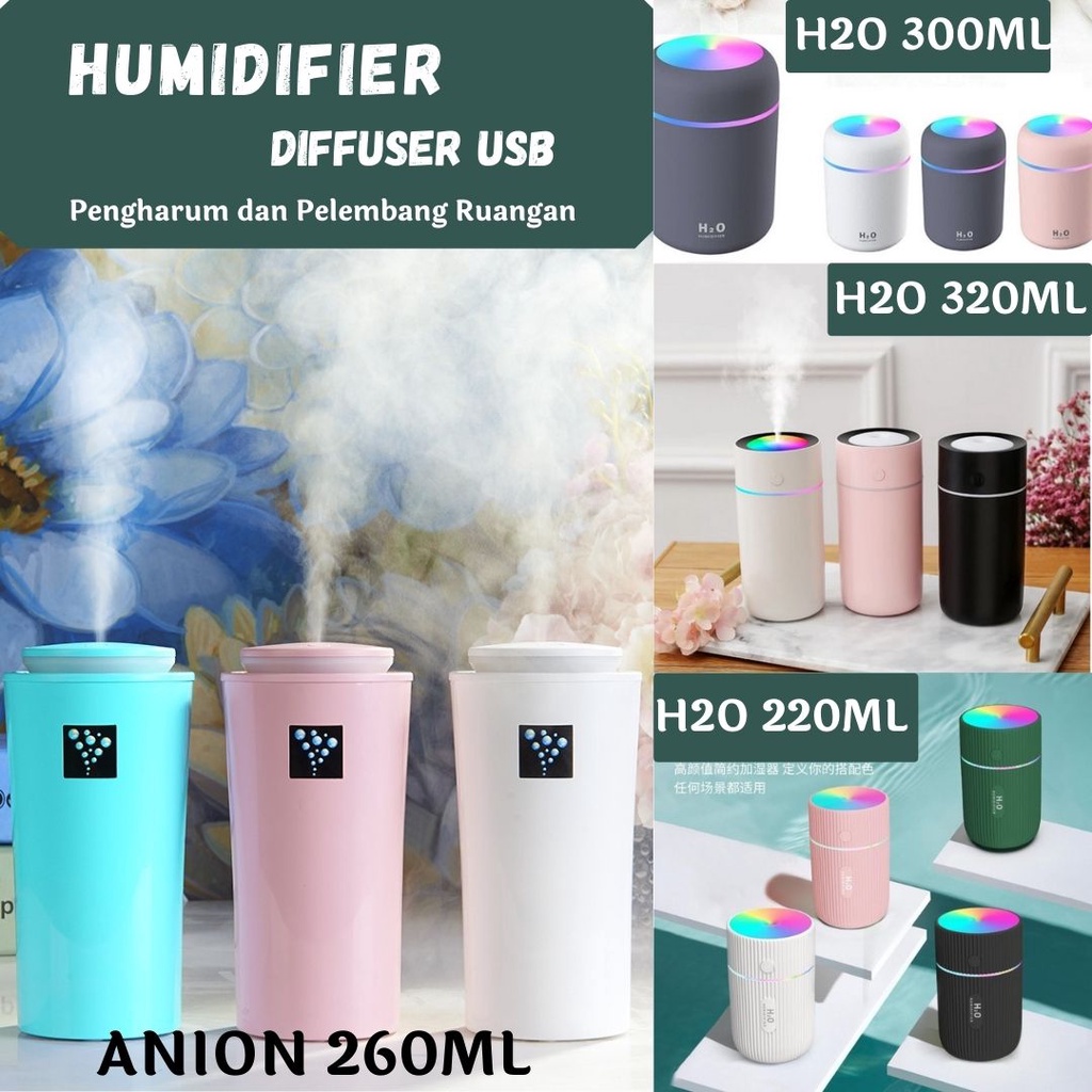 Jual H2O Humidifier Usb Air Diffuser 220ML 300ML 320ML Purifier ...