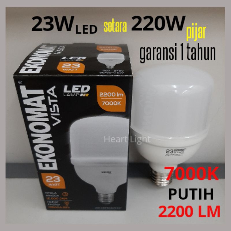 Jual lampu LED 23W 7000K PUTIH/EKONOMAT VISTA 23w putih daylight lampu ...