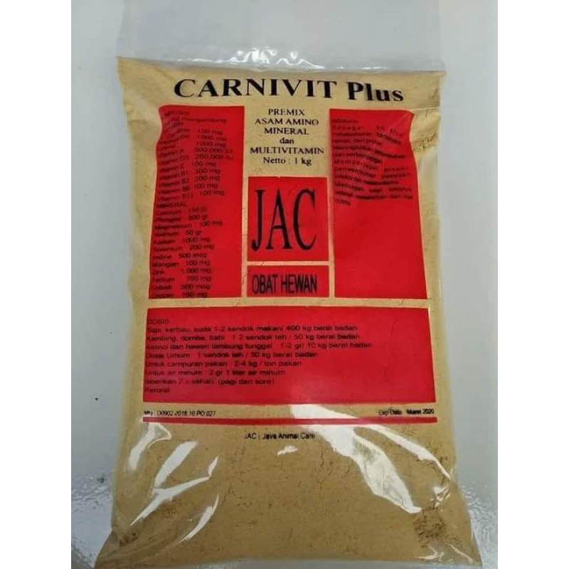 Jual CARNIVIT PLUS(premix,multivitamin,mineral,asamanimo) | Shopee ...