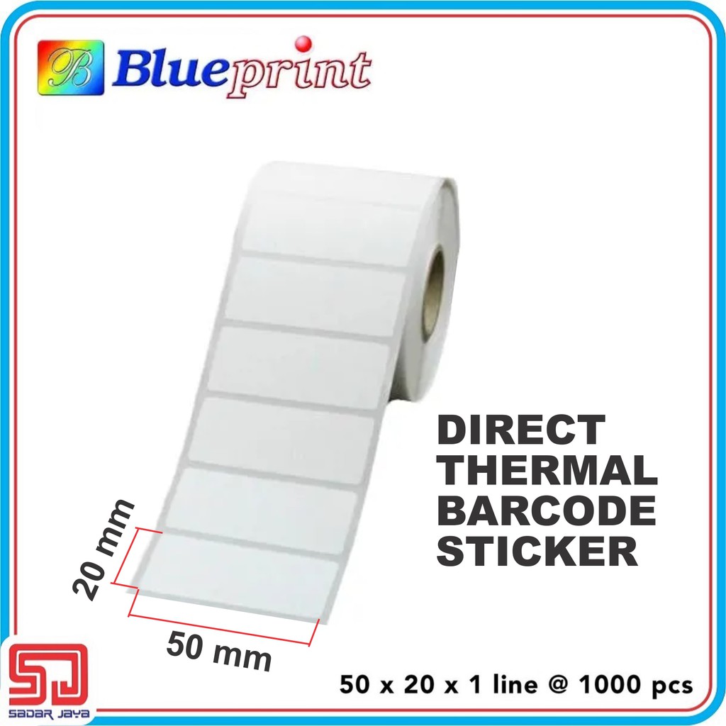 Jual Direct Thermal Sticker Label 50 x 20 mm 1line Blueprint Stiker ...