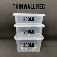 Jual (isi 25biji/slop)THINWALL KOTAK MINI 200ml 250ml 300ml rec box toples food container ...