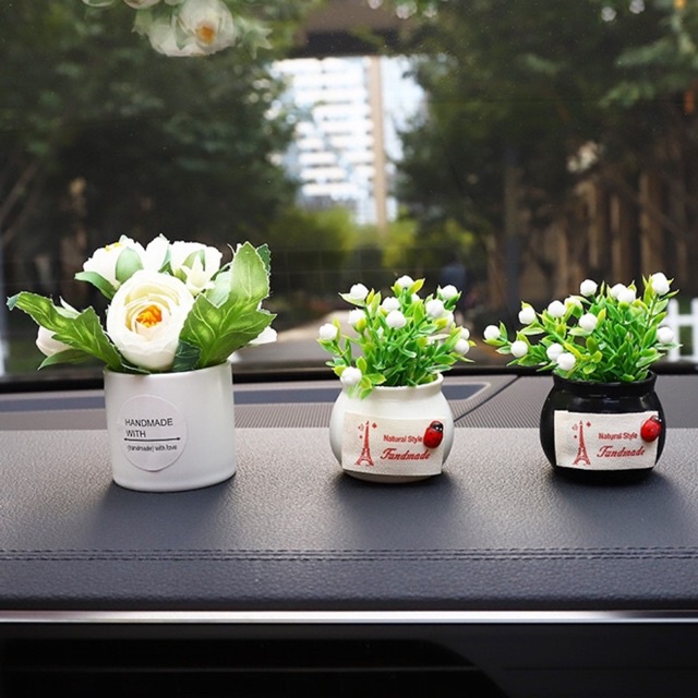 Jual Pajangan Dashboard Mobil POT BUNGA MAWAR PUTIH | Shopee Indonesia