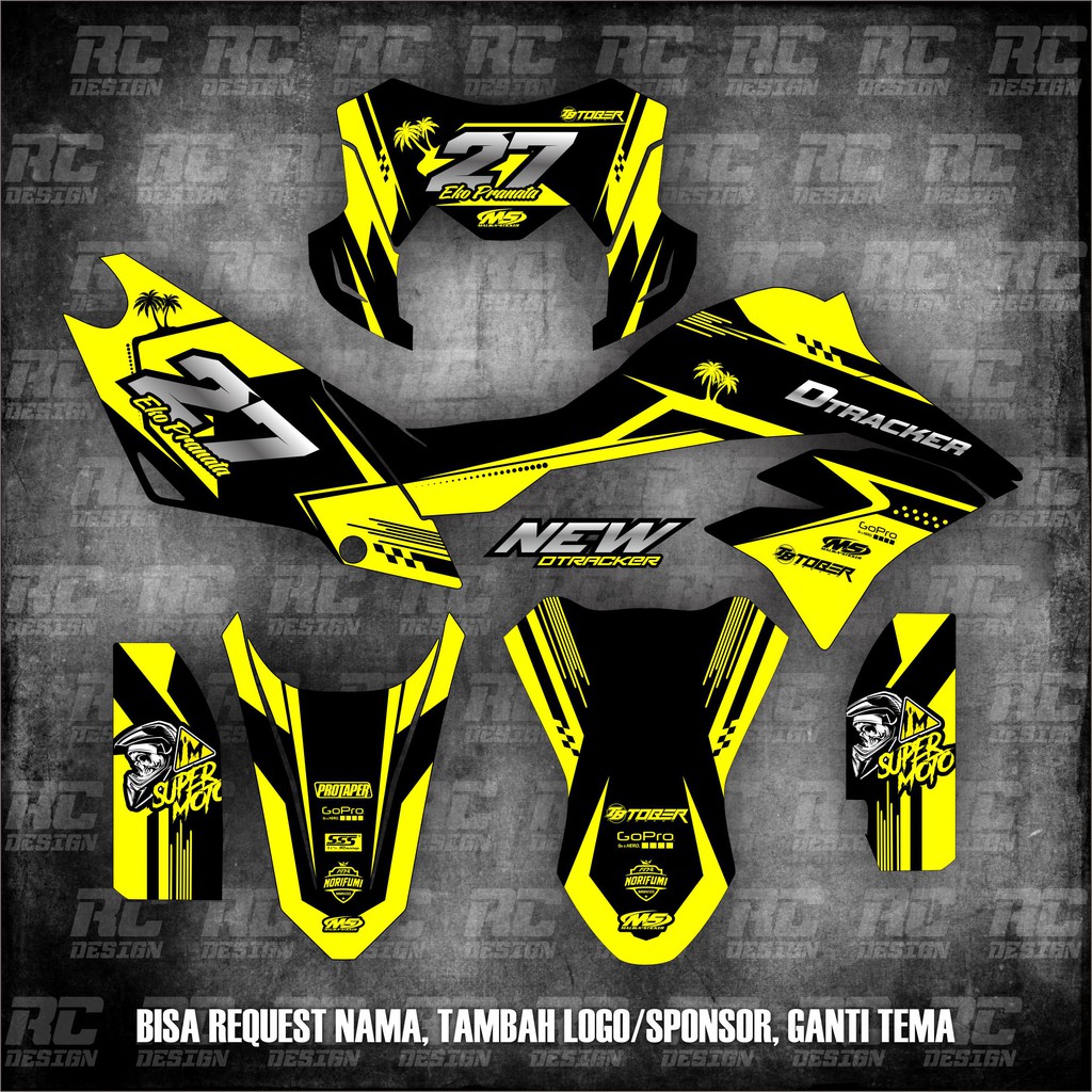 Jual STICKER DECAL D TRACKER BF MOTIF RACING KUNING | Shopee Indonesia