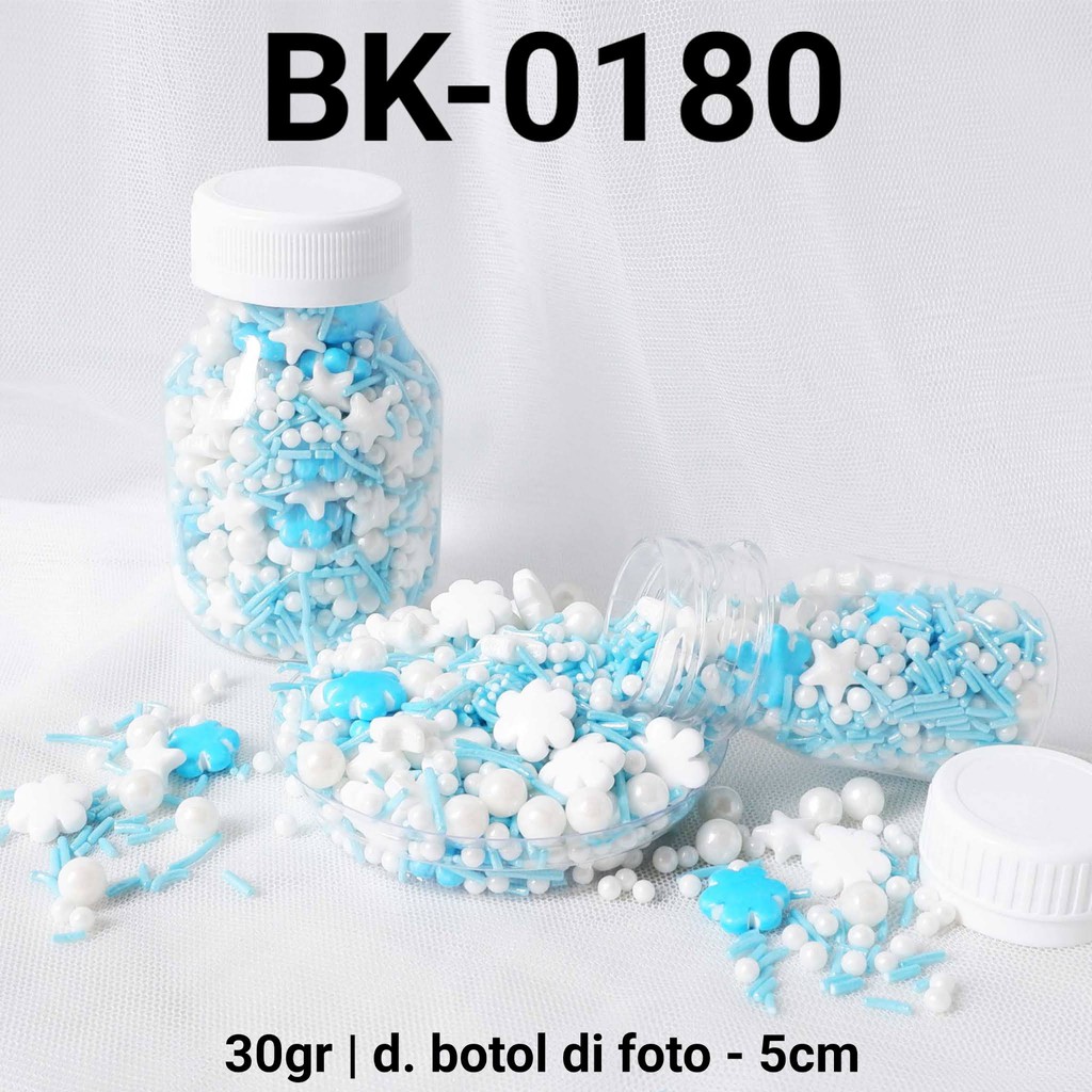 Jual BK-0180 Sprinkles sprinkle sprinkel 30gr 30 gram mix putih biru ...
