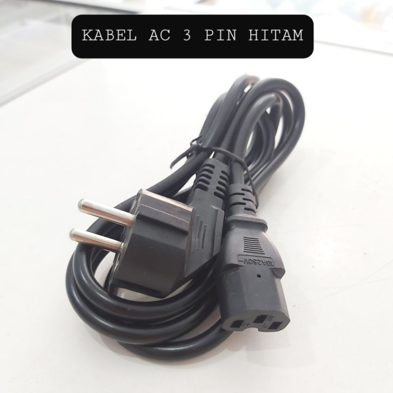 Jual KABEL AC HITAM 3 PIN 1,5 Meter Listrik Power | Shopee Indonesia