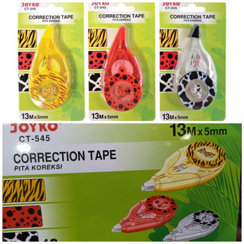 Jual CORRECTION TAPE JOYKO 13 meter CT-545 motif animal | Shopee Indonesia