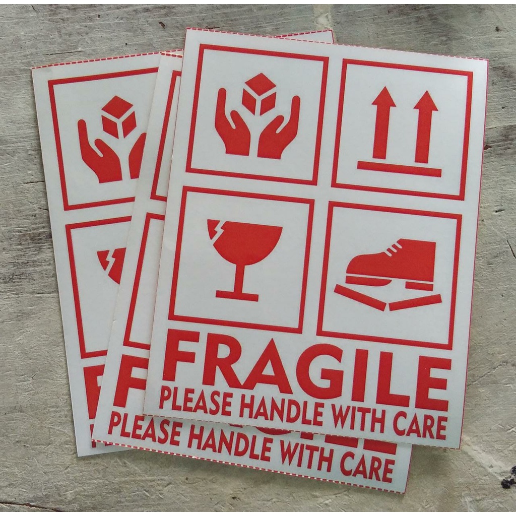 Jual { COD } Sticker Fragile stiker pecah belah isolasi fragile label ...