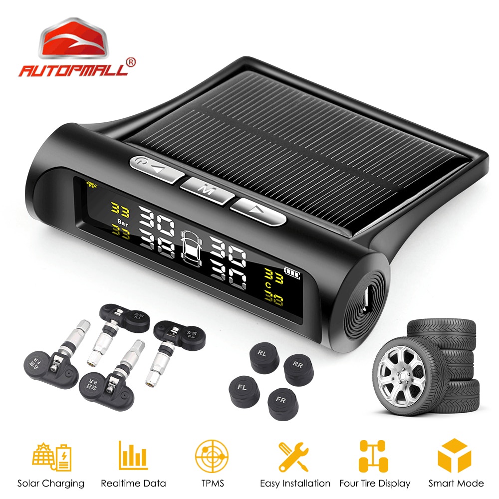 Jual PREORDER Smart Tire Pressure Indicator TPMS Monitoring Alarm Solar power charging LCD Car ...