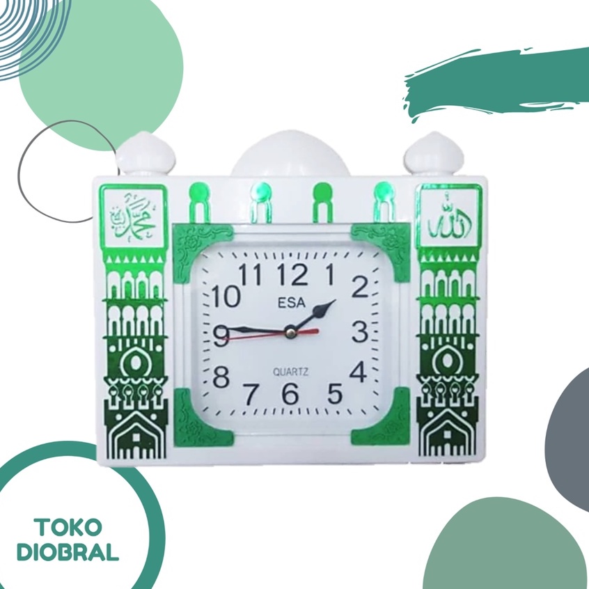 Jual Jam Dinding Kaligrafi warna Hijau Nuansa Islam | Shopee Indonesia
