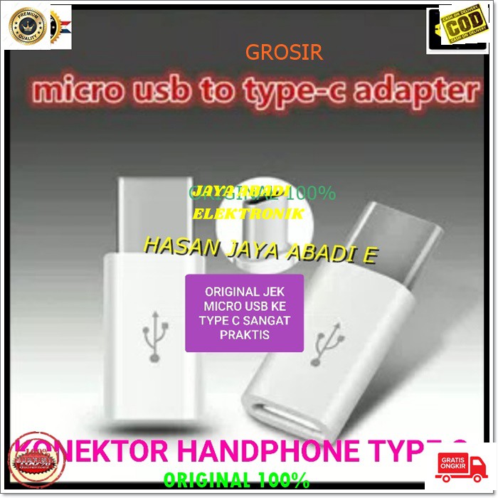 Jual J71 ORIGINAL JACK MICRO USB KE TYPE C KONEKTOR JEK ADAPTER CAS ...