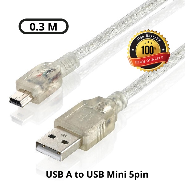 Jual Kabel USB Male to USB Mini 5pin Transparant 30cm | Shopee Indonesia