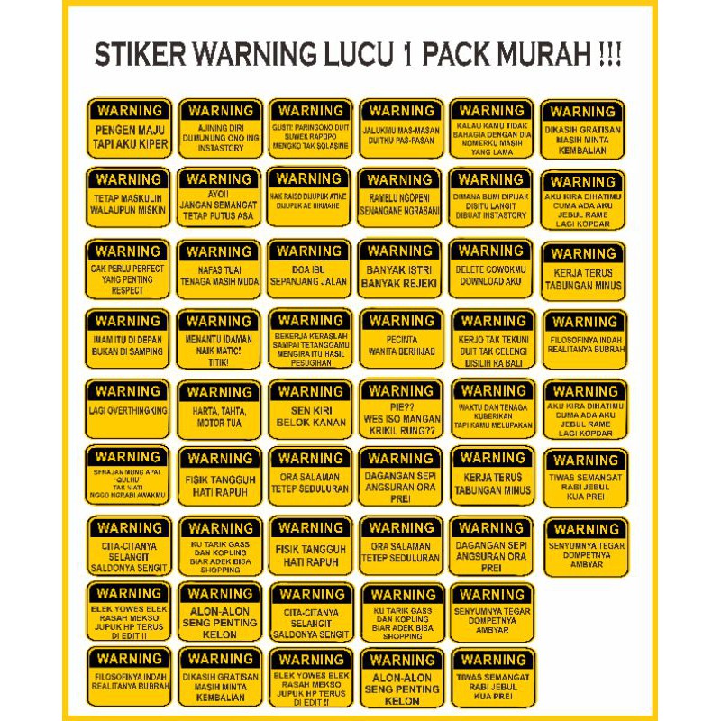 Jual Stiker Sticker Pack Motor Warning Lucu! Harga Murah Satu Pack Isi 13 Stiker | Shopee Indonesia