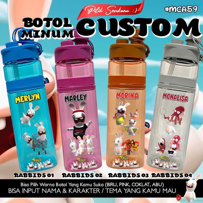 Jual Botol Minum Custom Anak tema RABBIDS / RABBID | Shopee Indonesia