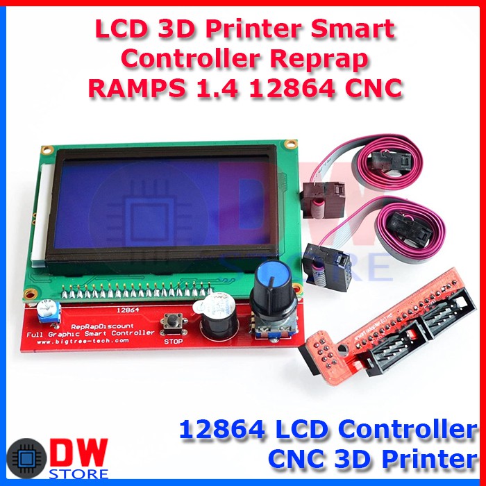Jual LCD CONTROL 3D PRINTER SMART CONTROLLER REPRAP RAMPS 1.4 12864 ...