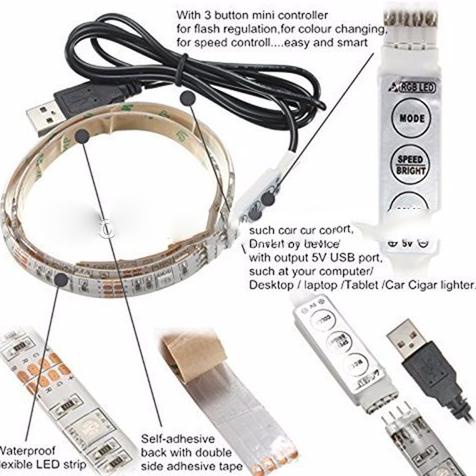 Jual Lampu LED Strip RGB Gaming USB 2M Dekorasi Hias Kamar TV Monitor ...