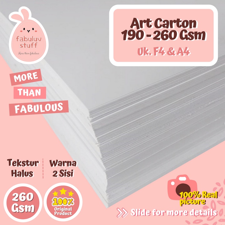 Jual Karton Art Carton 190 210 230 260 GSM F4 A4 Kertas Art Paper ...