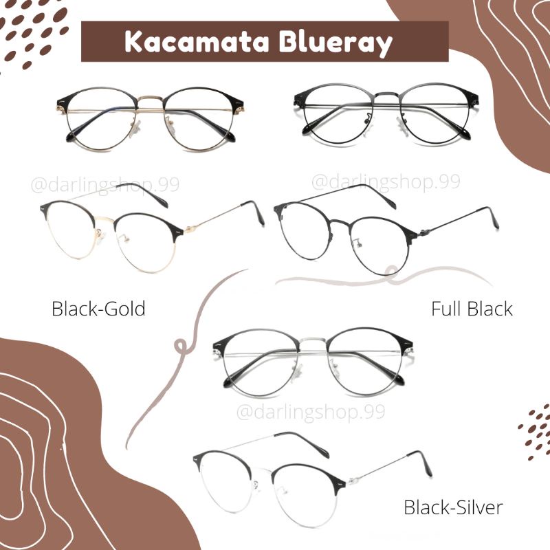 Jual Kacamata Blueray / Frame Besi Bulat / Frame Besi 2 Warna | Shopee ...