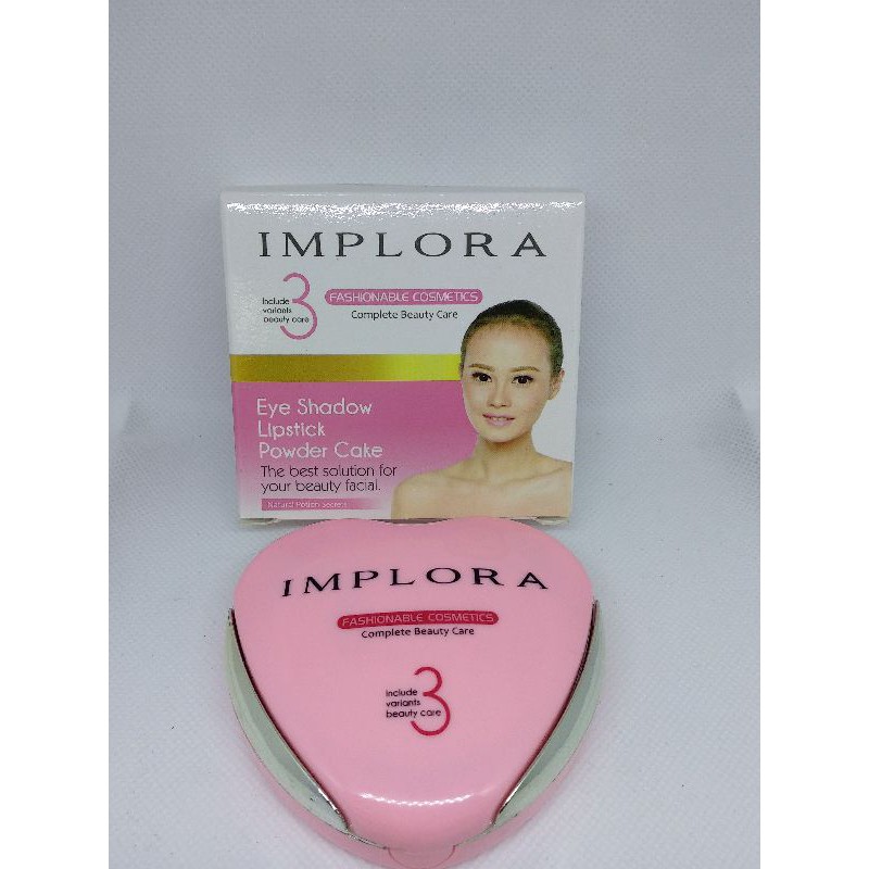 Jual [PER PCS] BEDAK IMPLORA 3 in 1 EYESHADOW LIPSTICK POWDER CAKE ...