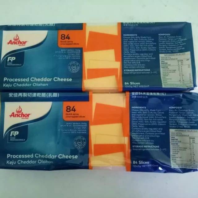 Jual ANCHOR Processed Cheddar Cheese 84 Lembar / Keju Cheddar Lembar ...