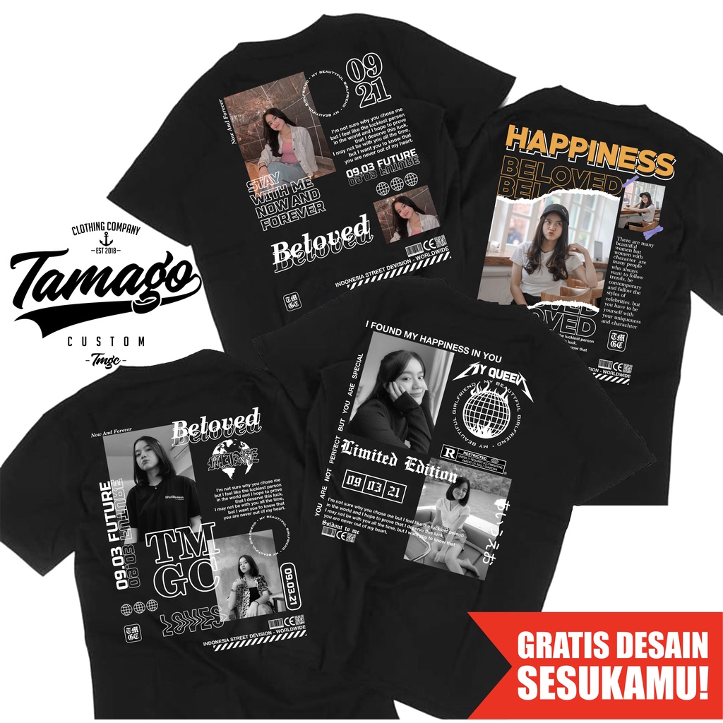 Jual Custom Kaos Desain Aesthetic / Custom Baju Kaos Foto / Kaos Bucin ...