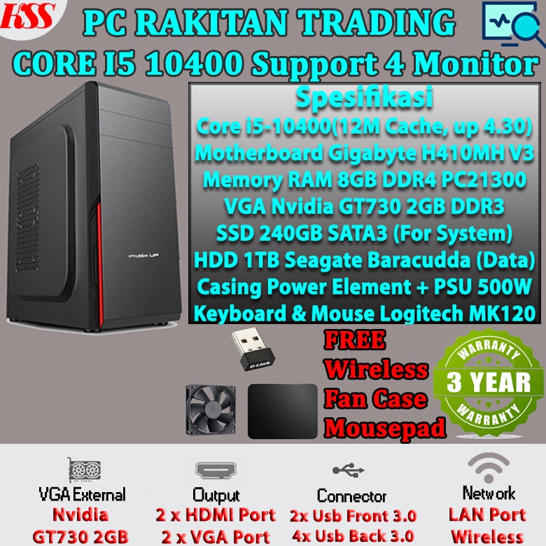 Jual KOMPUTER / PC Rakitan TRADING Core i5, RAM 16GB, Support Multi ...