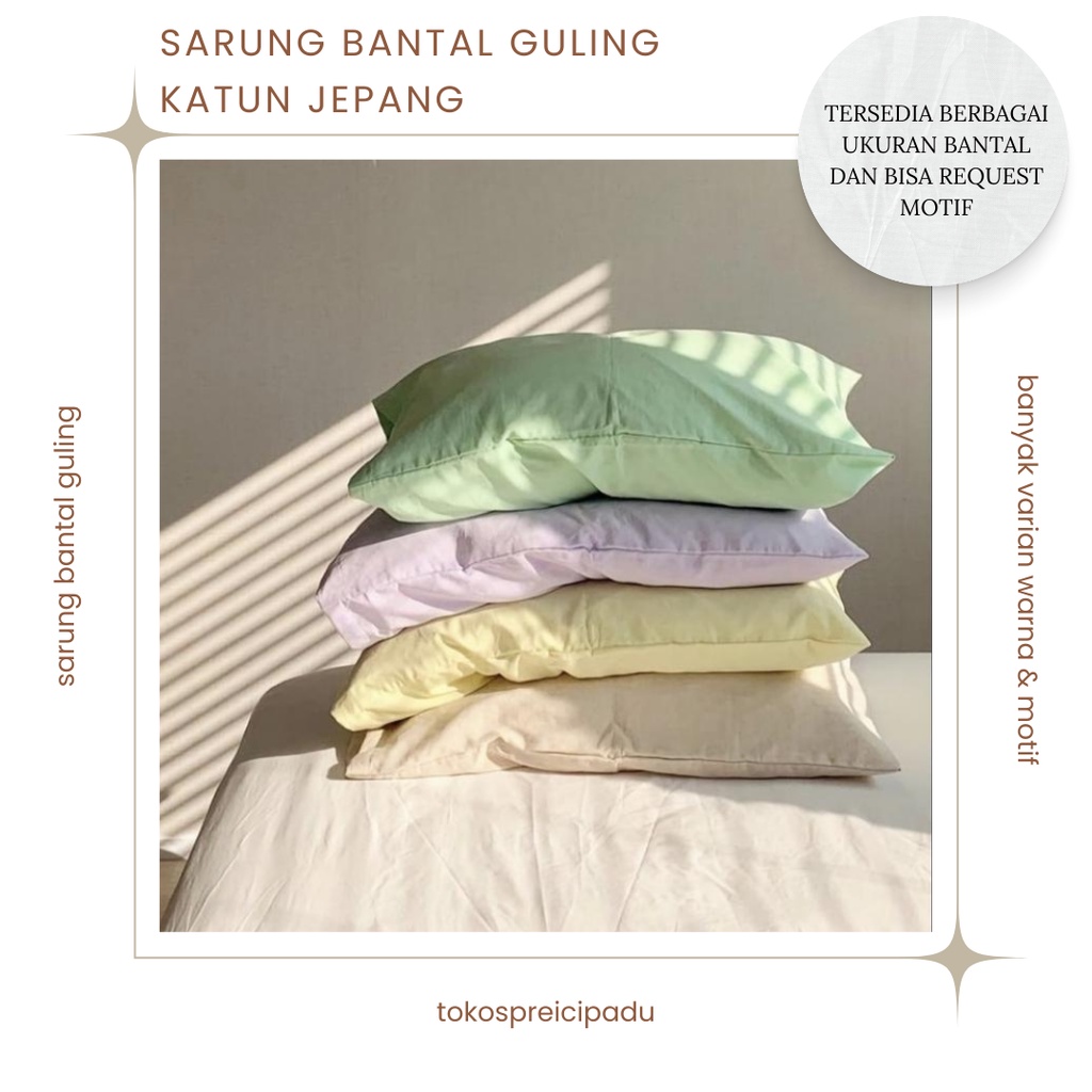 Jual Sarung bantal guling Katun Jepang Ukuran Polos dan Motif By Tobasi ...