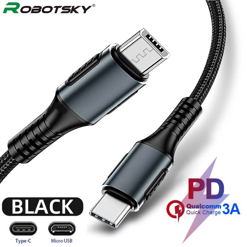Jual Robotsky Speedy Type-C to Micro USB Cable 100cm Quick Fast Charge ...