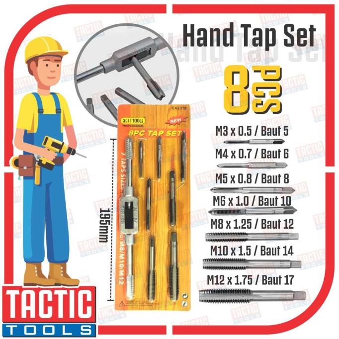 Jual Hand Tap Drill Bits set 8 Pcs Alat Pembuat Drat Ulir | Shopee Indonesia