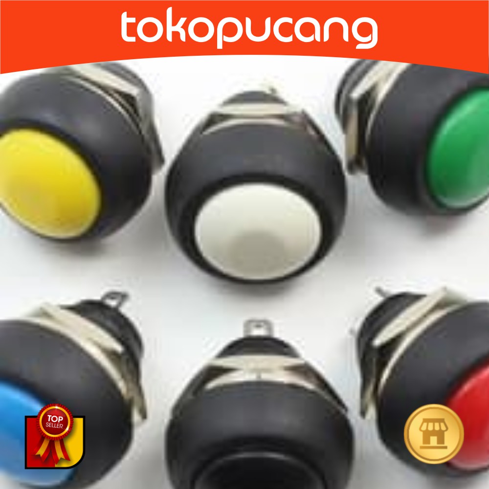 Jual Push On 12mm Momentary Round Switch Saklar Bel Klakson hexom ...