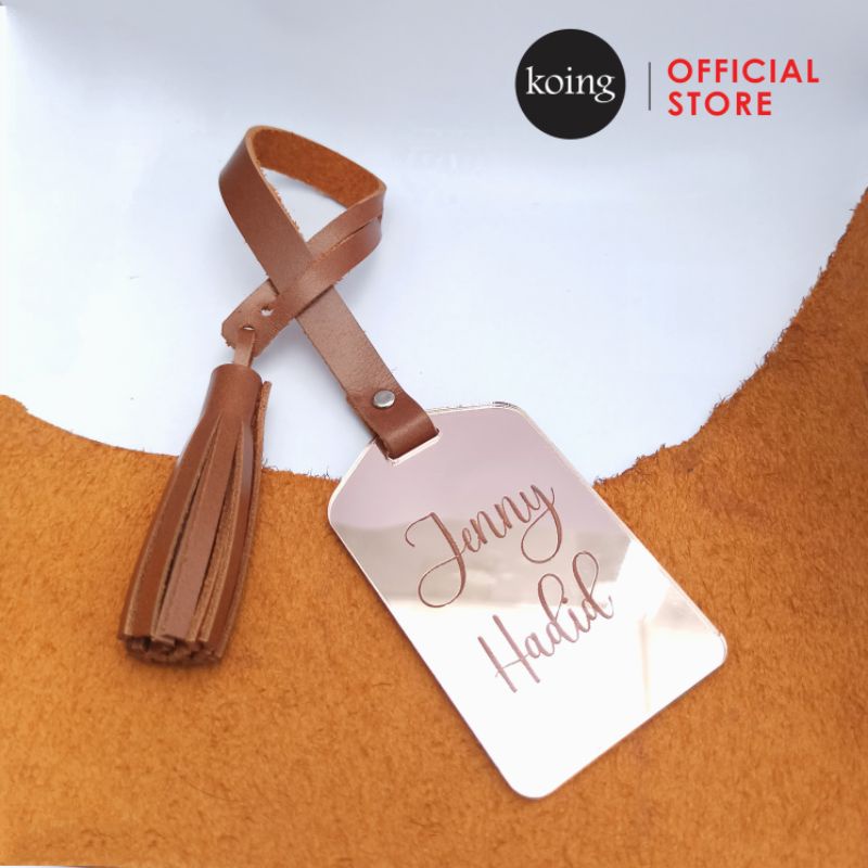 Jual BAG TAG GANTUNGAN TAS CUSTOM NAMA BAHAN AKRILIK ROSE GOLD DAN ...