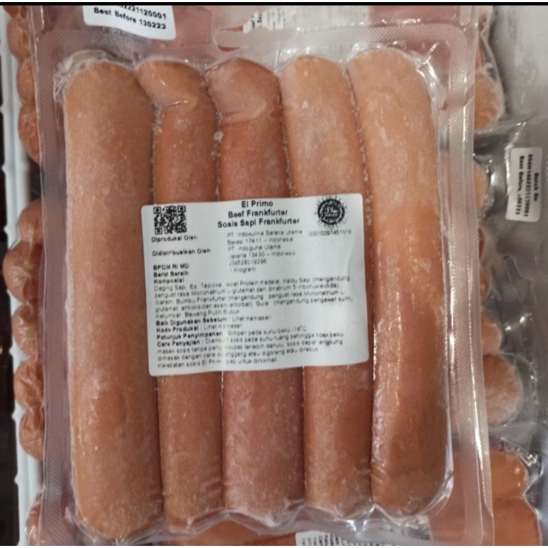 Jual Sosis Beef Frankfurter Elprimo 1KG (original) | Shopee Indonesia