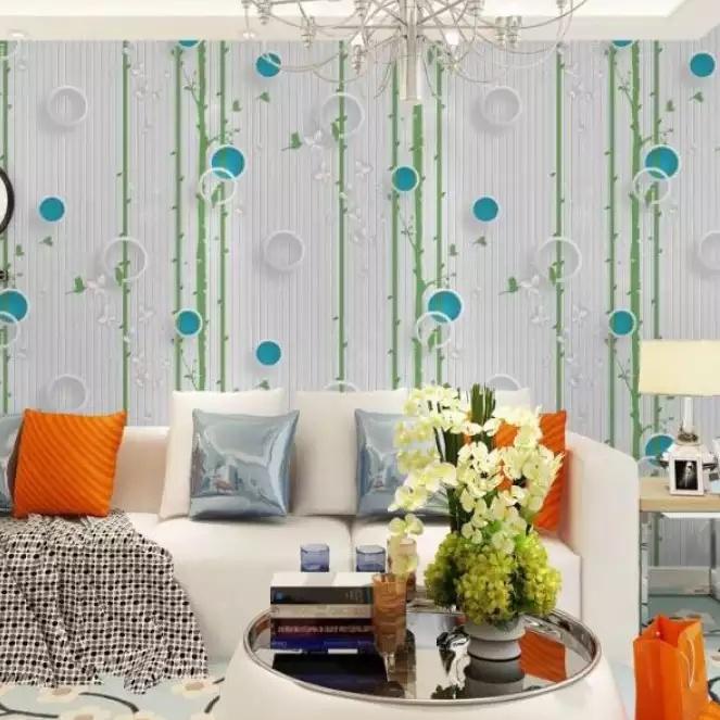 Jual Grosir 100% BERKUALITAS!! WALLPAPER DINDING STIKER RUANG KELUARGA/KAMAR 45X2,5 MOTIF HIJAU ...