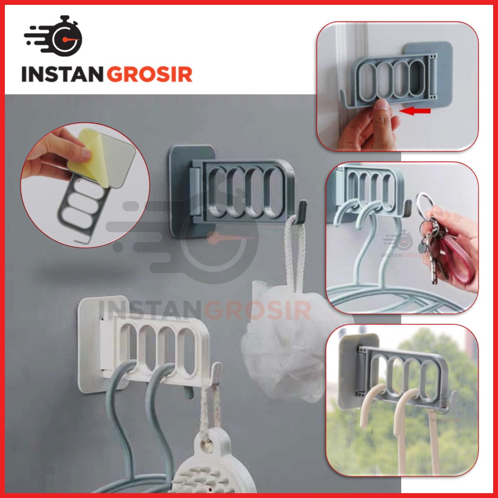 Jual Hook hanger 4 Lubang 1 kail serbaguna bisa gantung kunci tempel ...